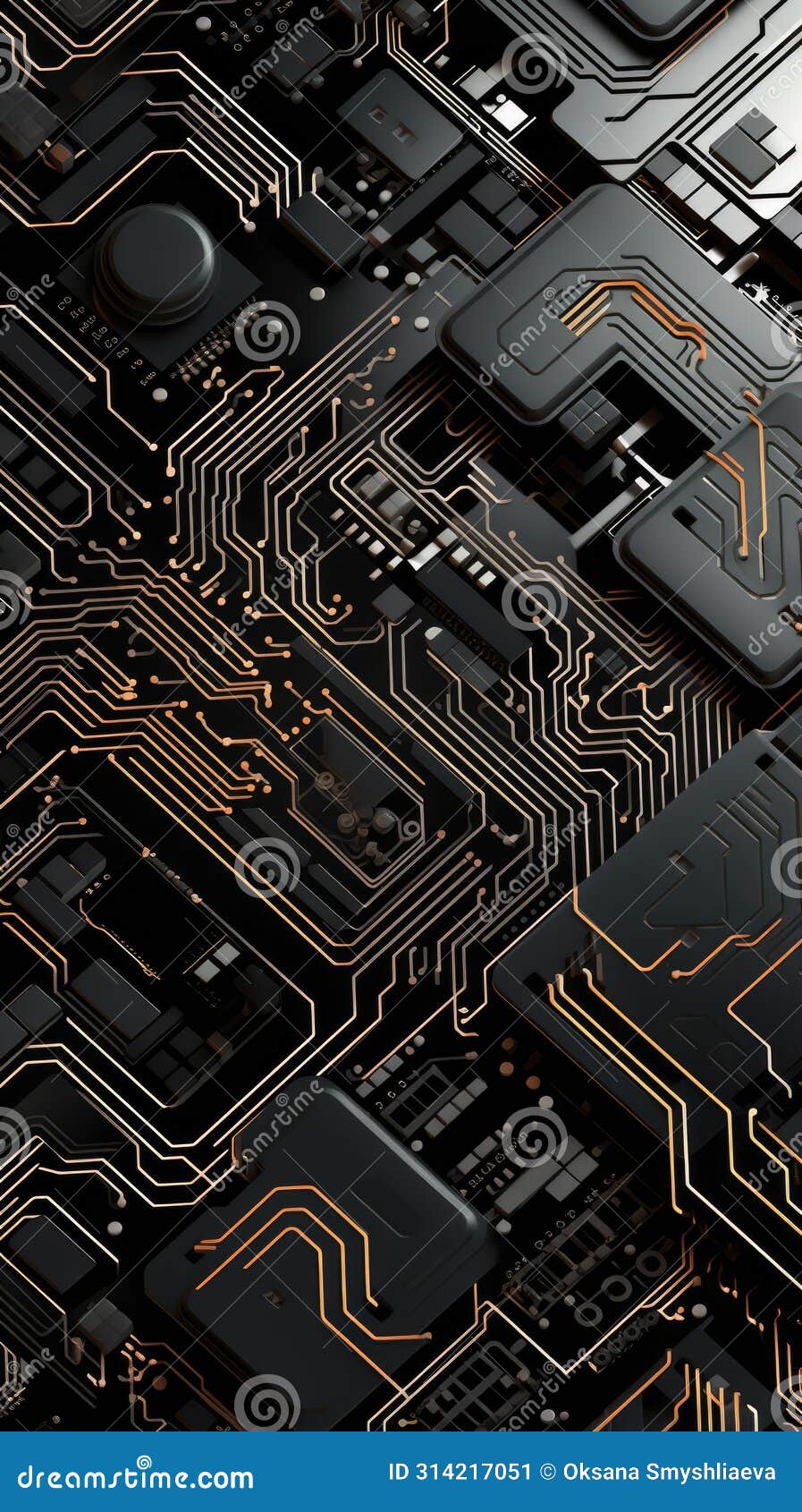 The Image Depicts a Dynamic and Complex Circuit Board with Glowing ...