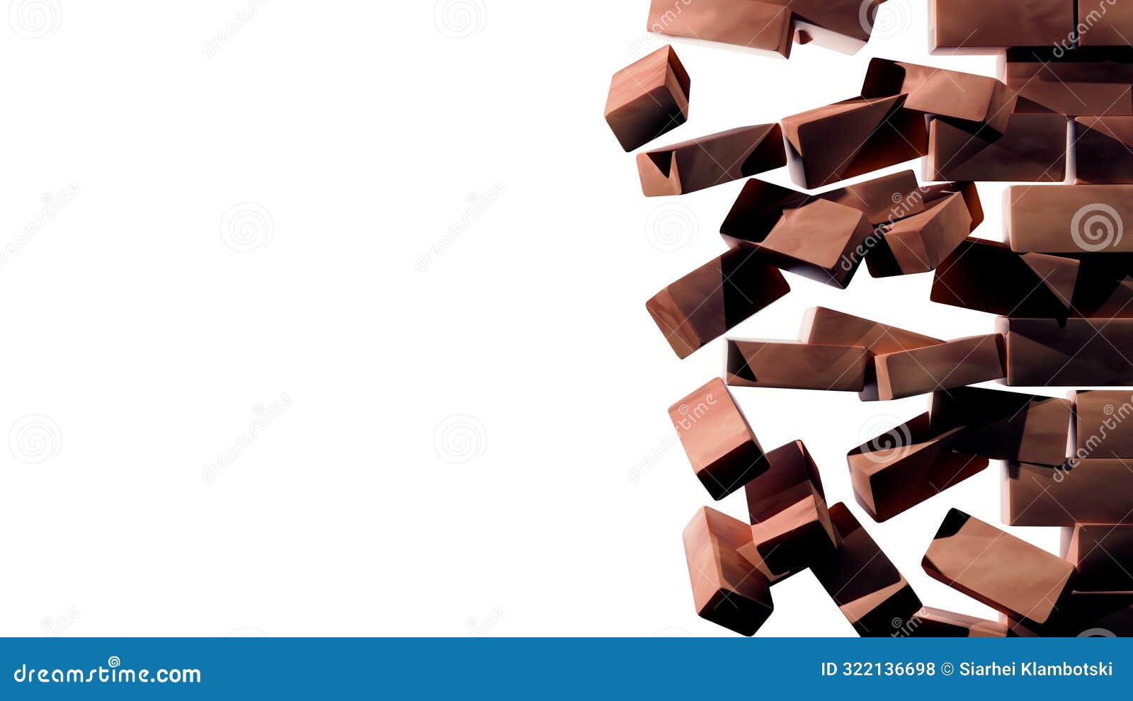 The Image Depicts Falling Brick Wall Pieces Creating a Scene of ...