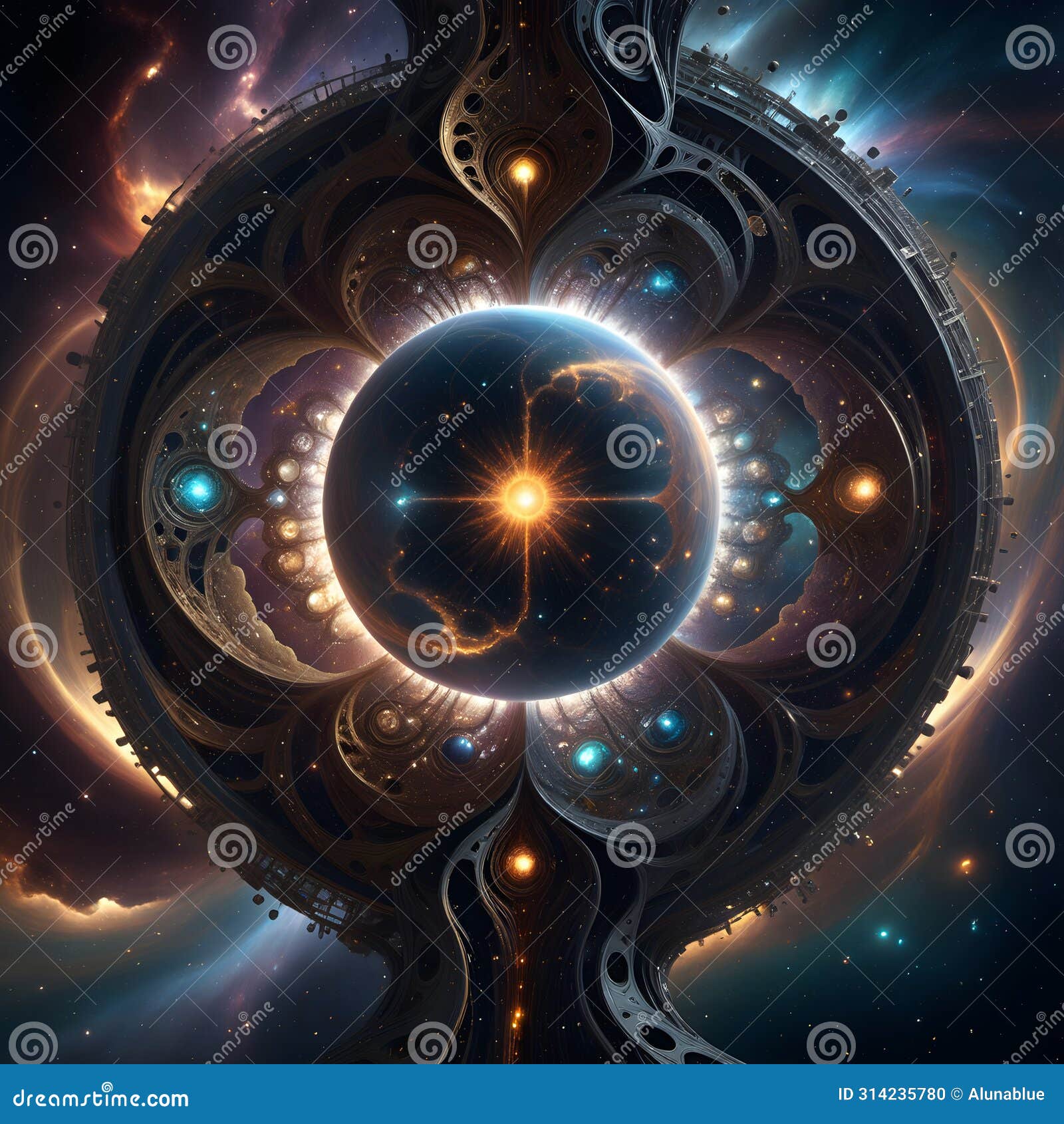 A Fantastical Visualization of Multi-dimensional Space Travel. Stock ...