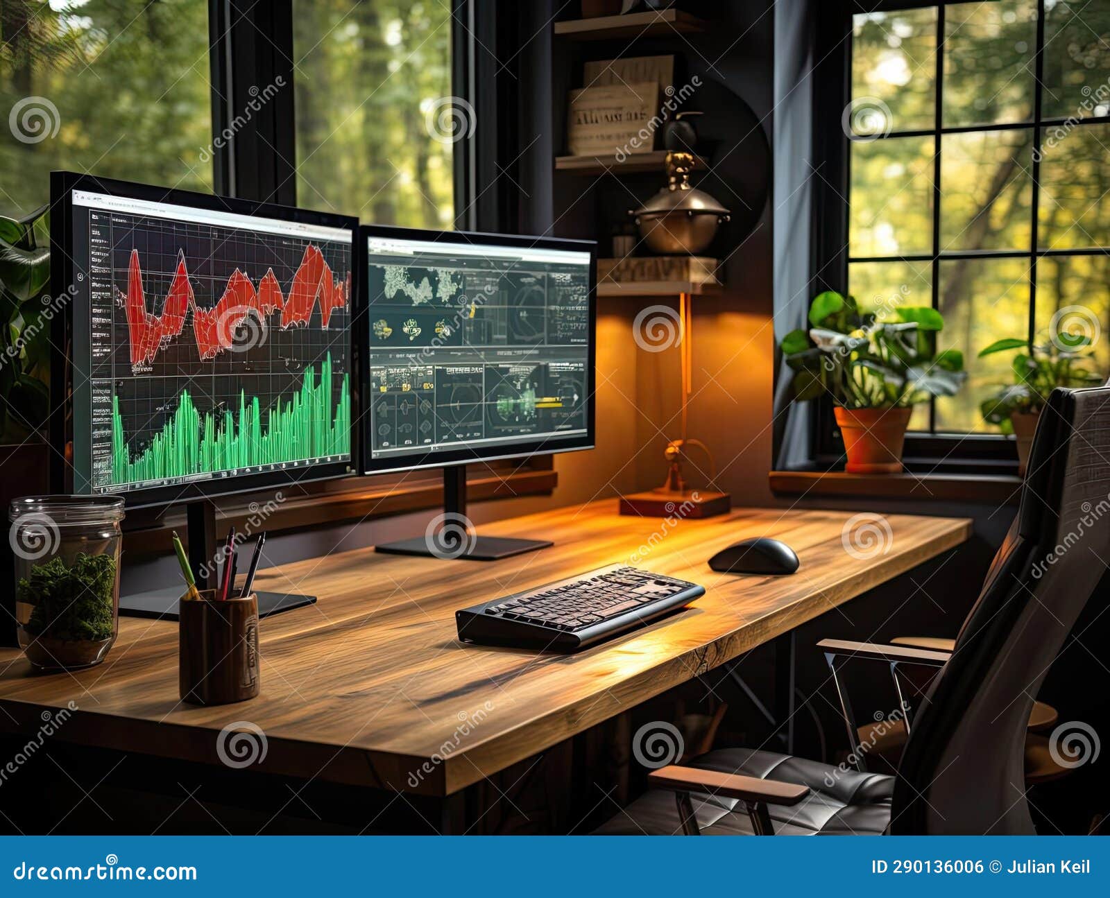 Freelance Marketer Analyzing Data at Home Workstation Stock ...