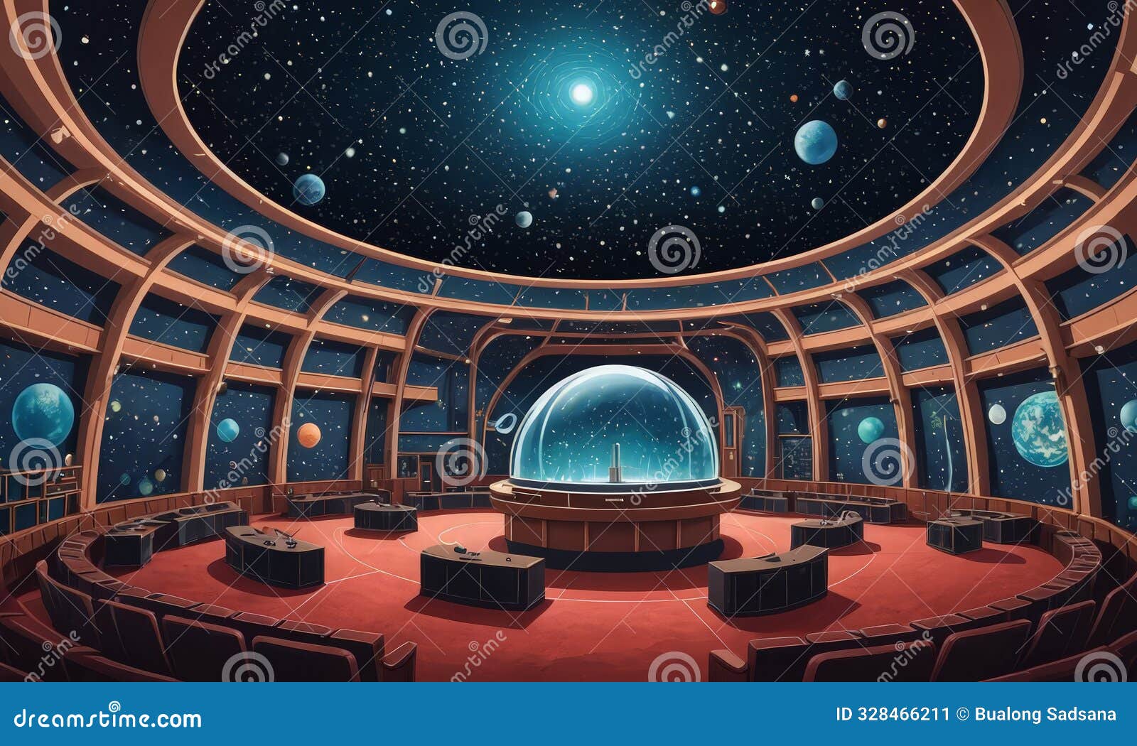 Futuristic Dome-shaped Room with Circular Ceiling, Illuminated by ...