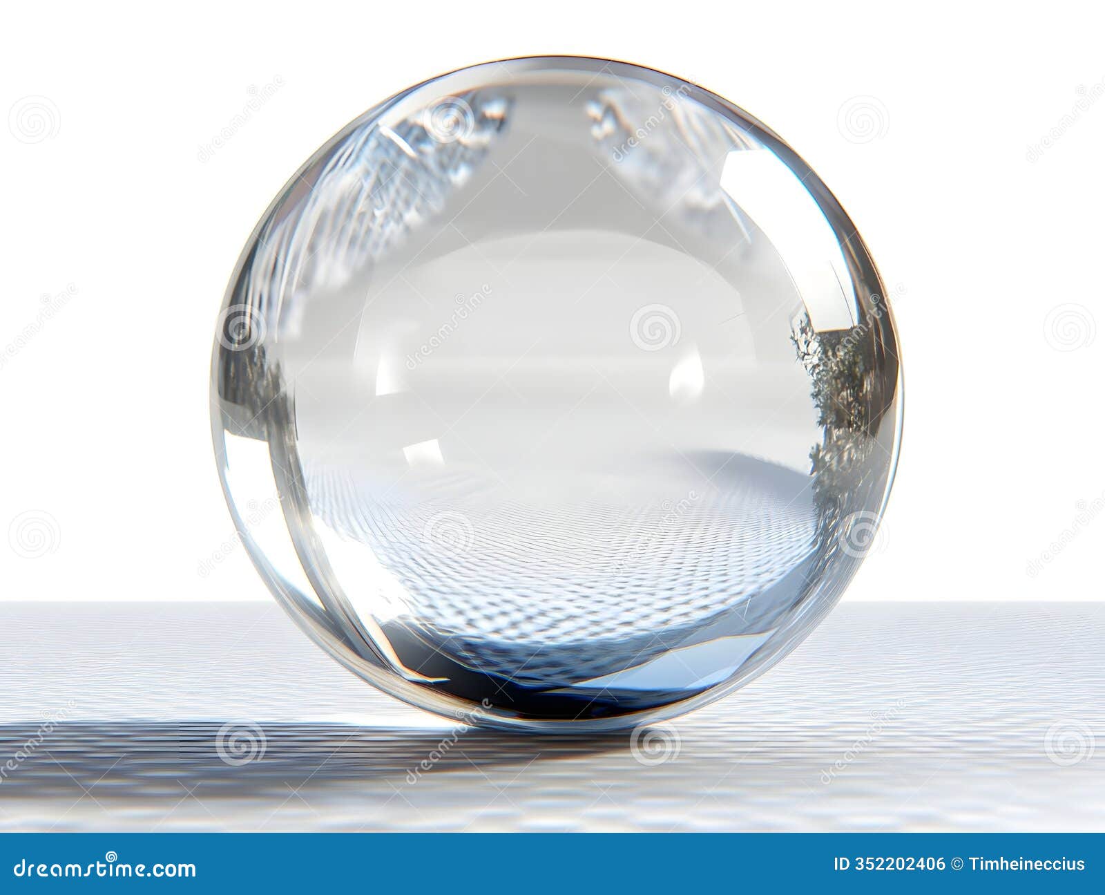 Glass Sphere with Reflection on a White Background Stock Illustration ...