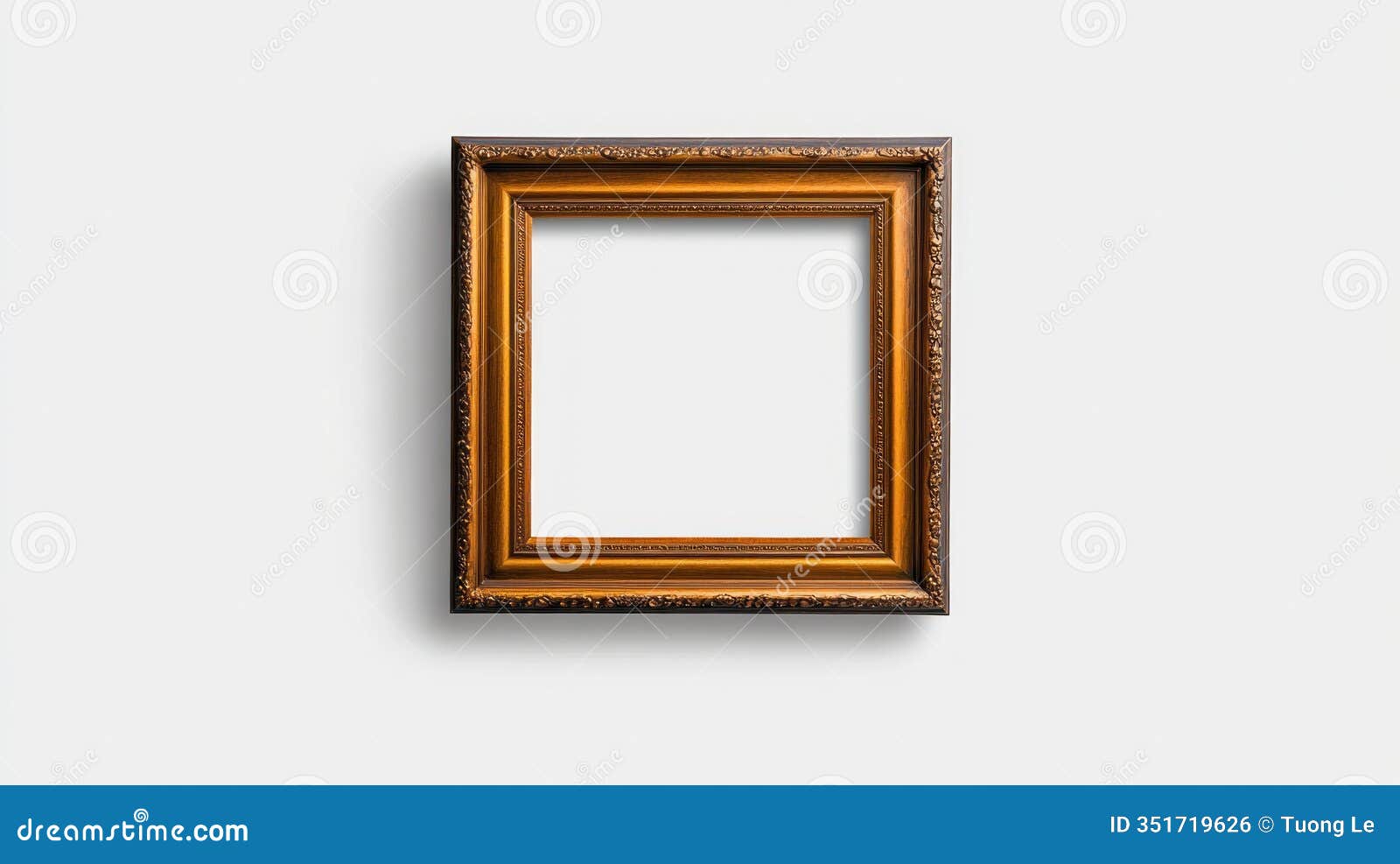 Gold Rectangular Frame on White Background - Straight on View Stock ...