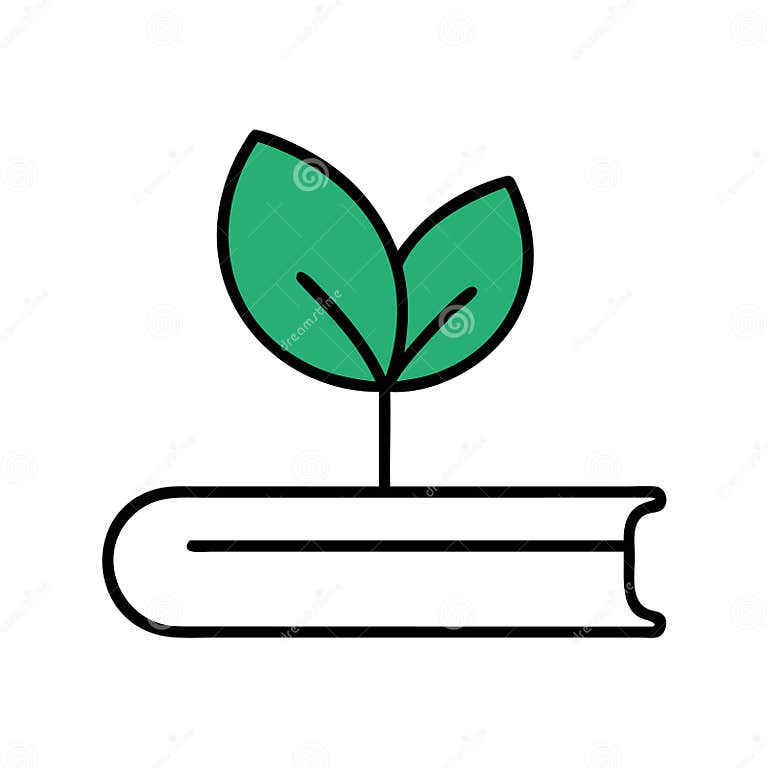Green Leaf Growing from Book Vector Education Knowledge Nature Concept ...