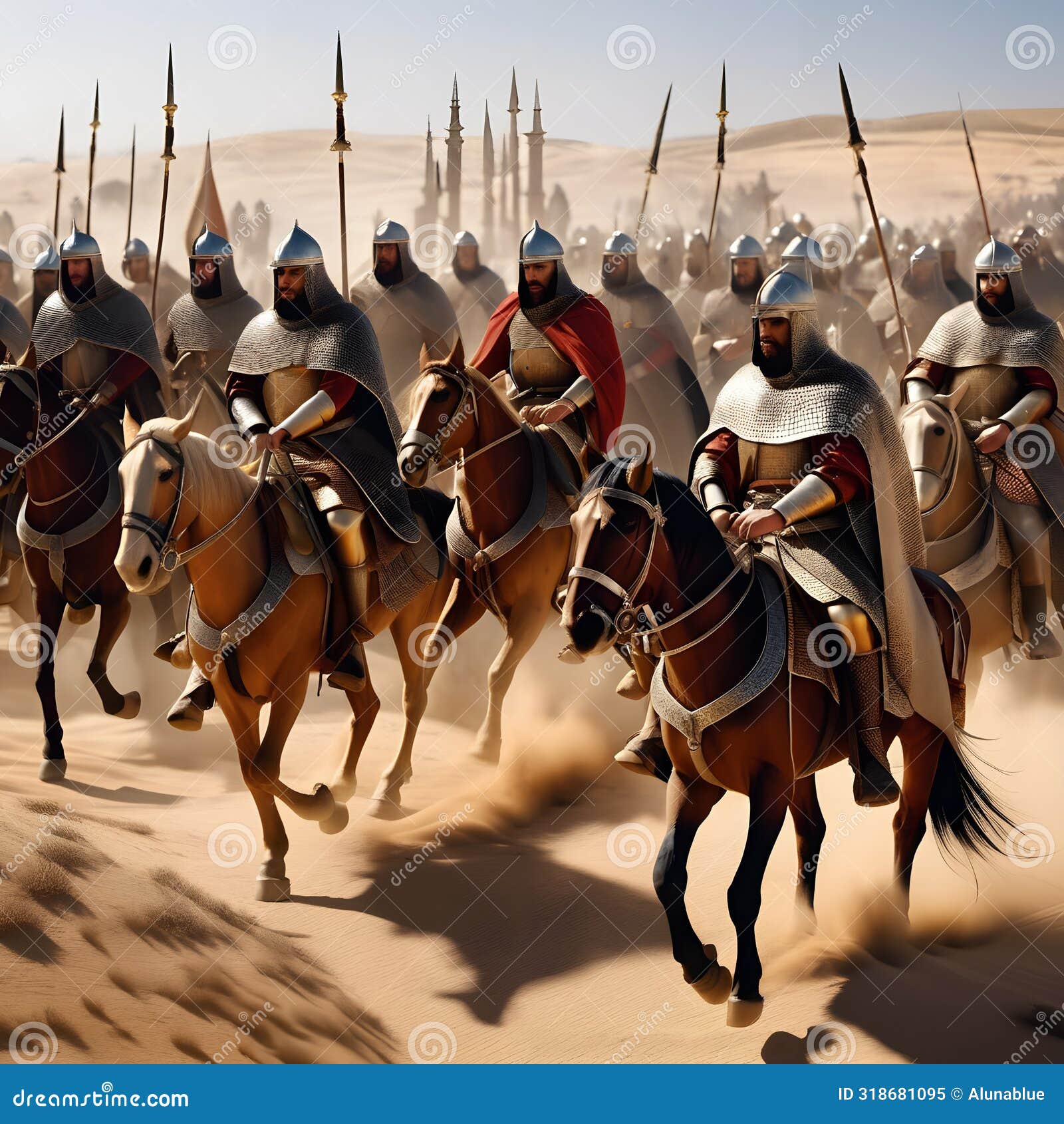 Crusader Knights Marching through Desert Stock Image - Image of history ...