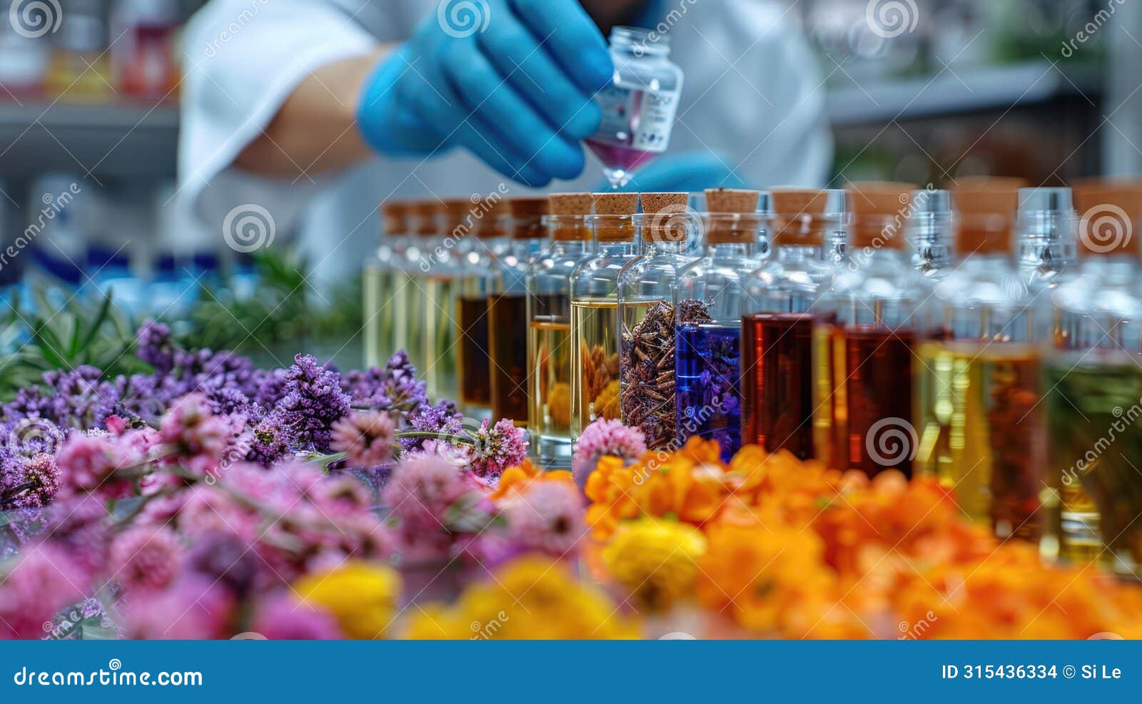 Modern Perfume Lab Technicians Analyzing Raw Materials Stock ...