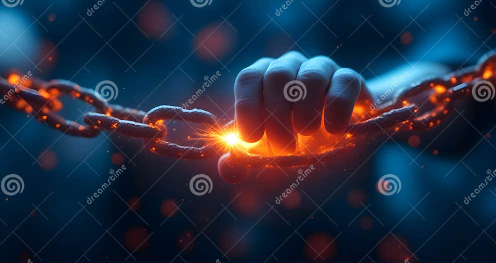 Conceptual Image of Human Hand Breaking Chain Stock Illustration ...