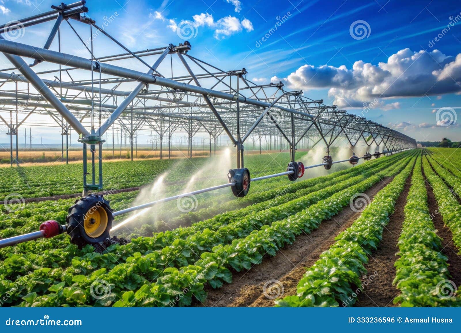 A High-tech Agricultural Setup with Automated Irrigation Systems Stock ...