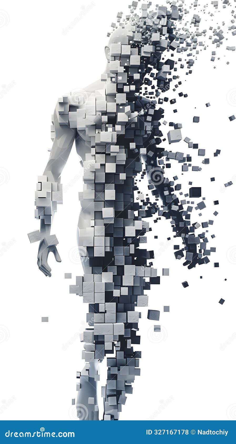 Abstract Geometric Human Figure Disintegration Concept Stock Photo ...