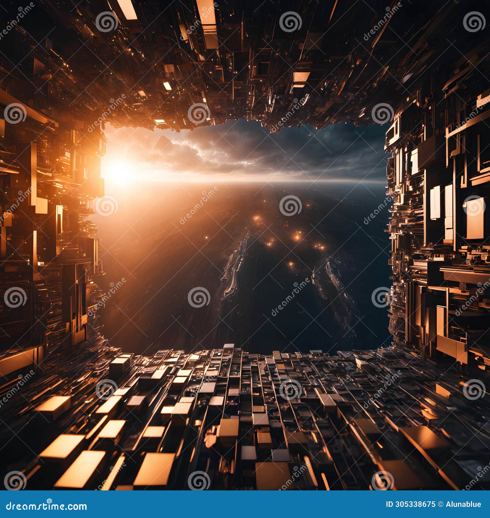 A Complex Structure in Space Over Planet Earth., Stock Illustration ...