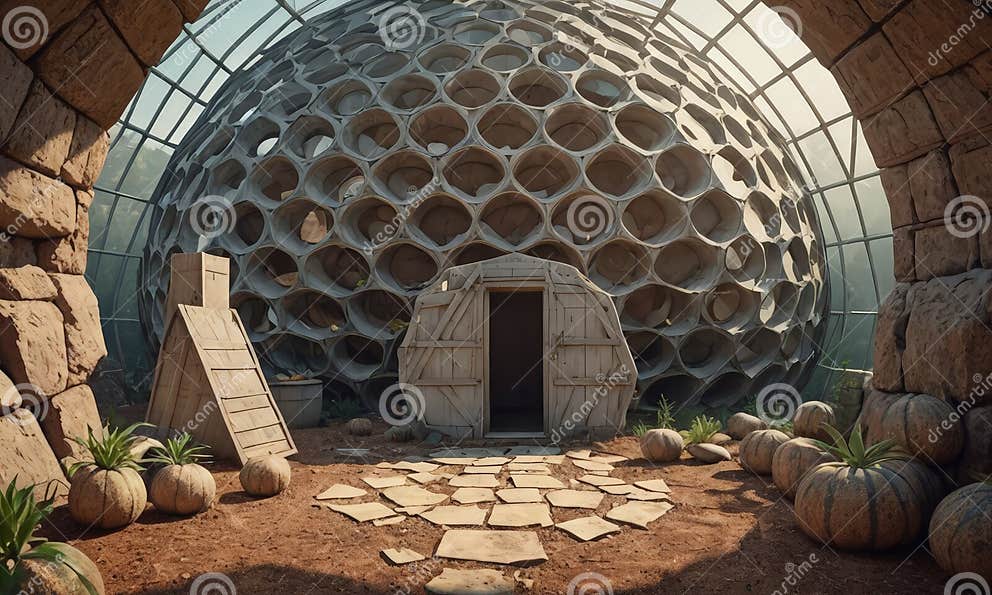 Large, Dome-shaped Structure with Grid-like Pattern Holes is Surrounded ...
