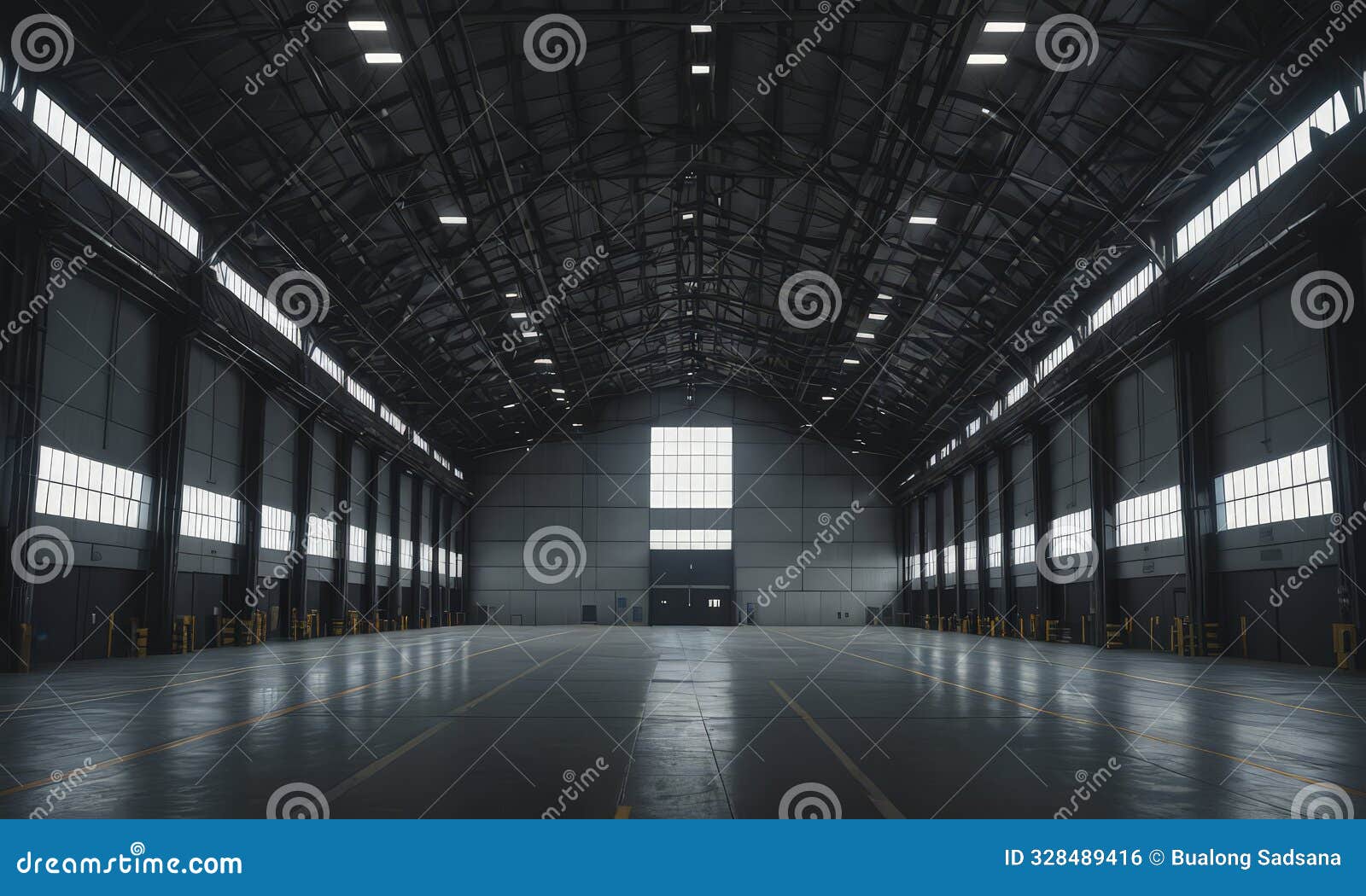 Spacious Industrial Warehouse with High Ceilings, Large Windows, and ...