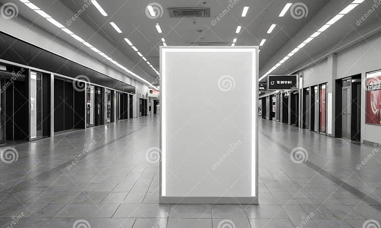 Long, Empty Hallway with White Walls and Gray Floor Tiles, Featuring ...