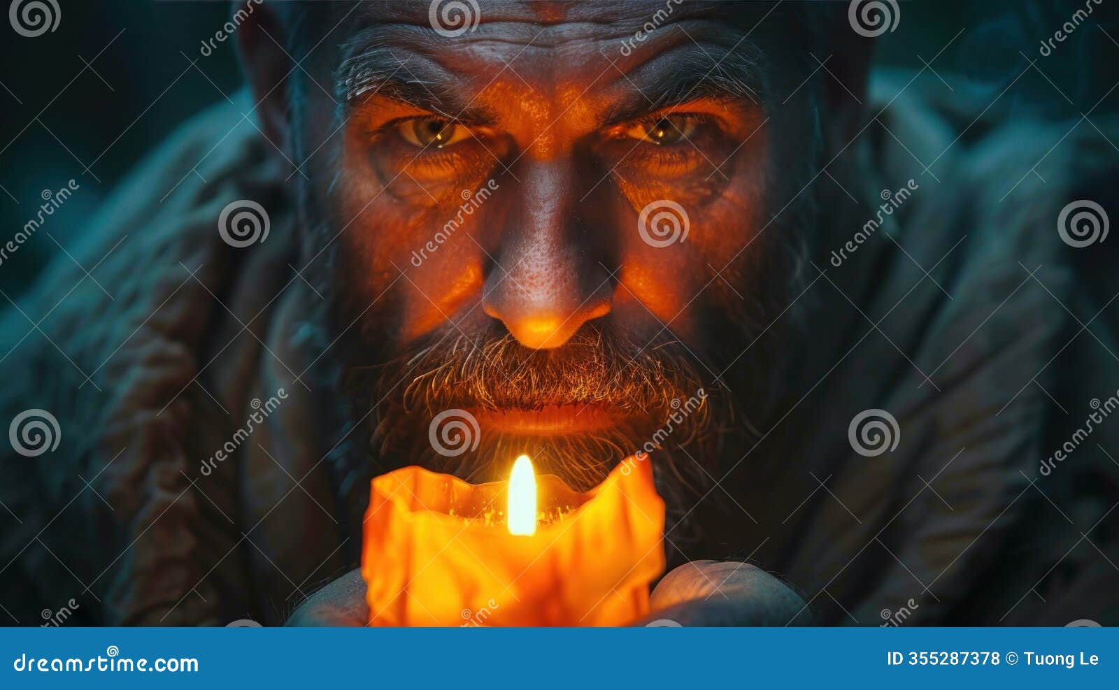 Man Holding Candle Burning at Both Ends with Intense Light Stock Illustration - Illustration of ...