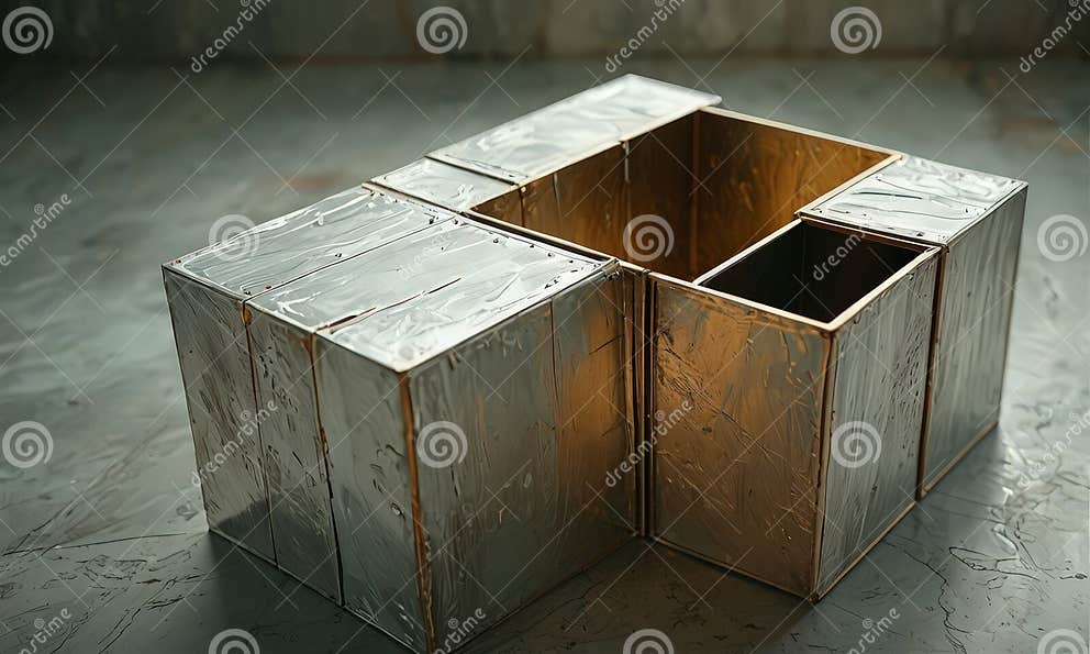 Geometric Sculpture Composed Stacked Cubes in Various Shades Gray and ...