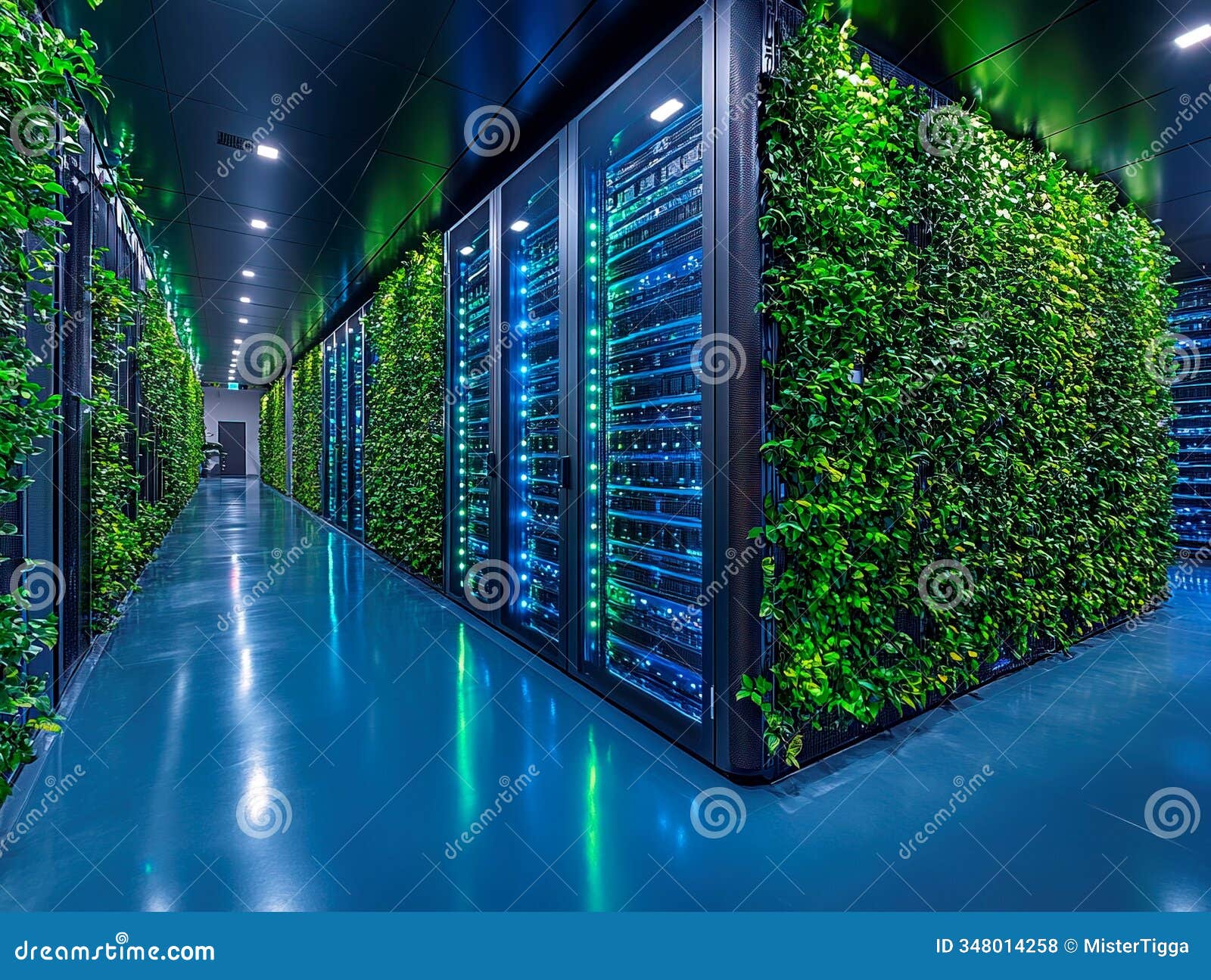 Image Depicts a Modern, Large-scale Data Center with Rows of Server ...