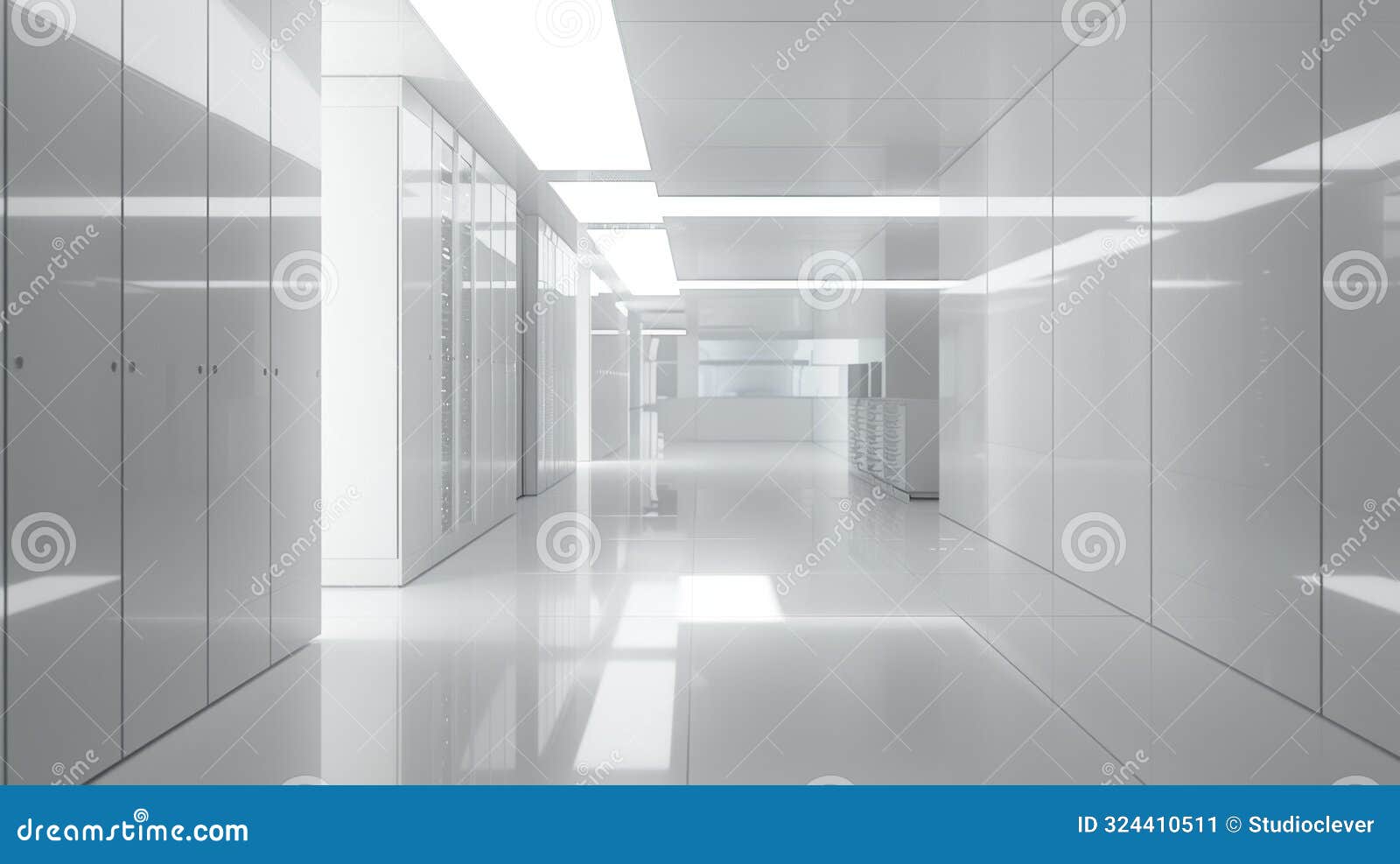 Modern White Data Center Corridor, Generative AI Stock Image - Image of ...