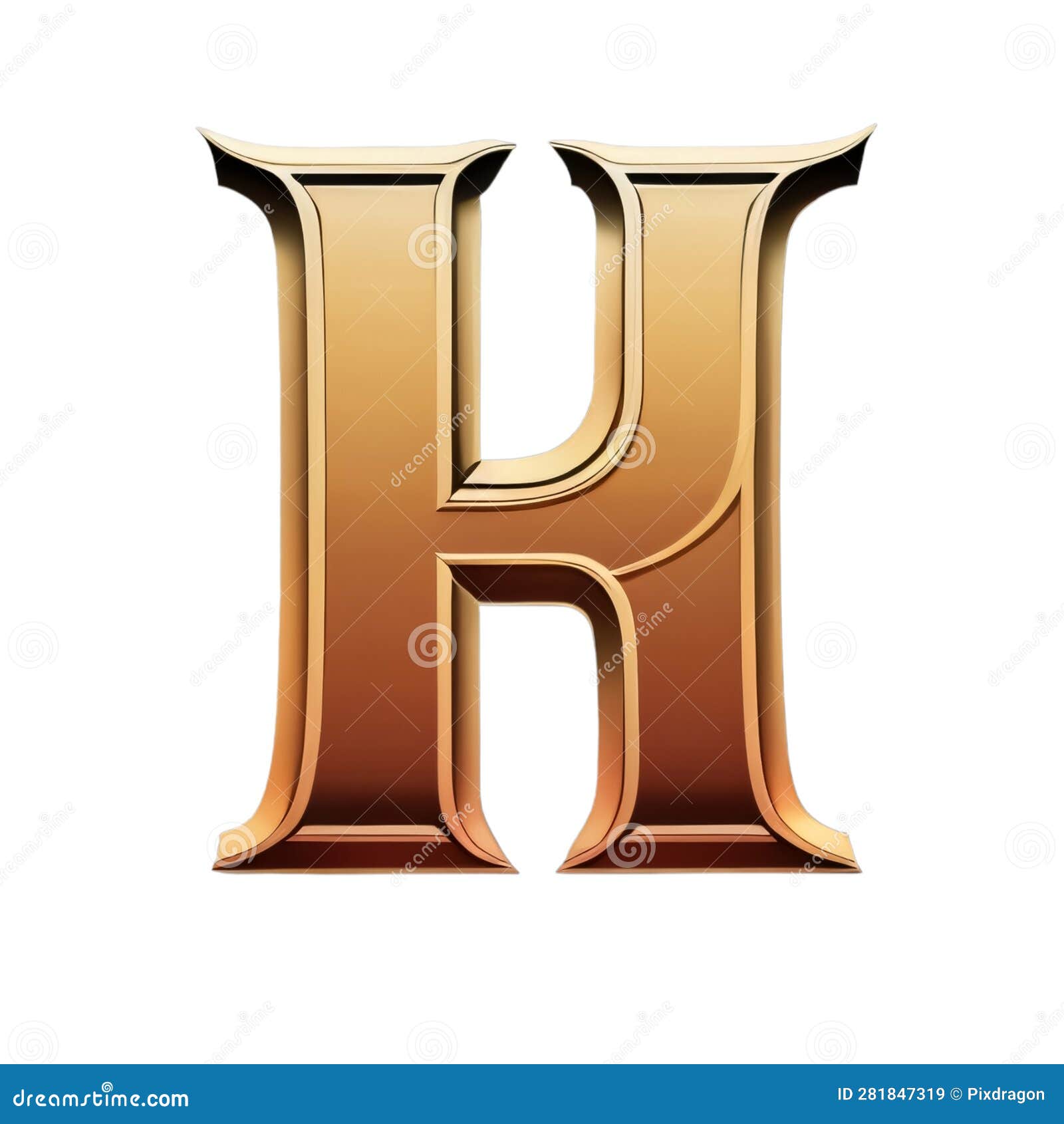 AI Generated Clip Art Monogram Letter H Gold Stock Image - Illustration ...