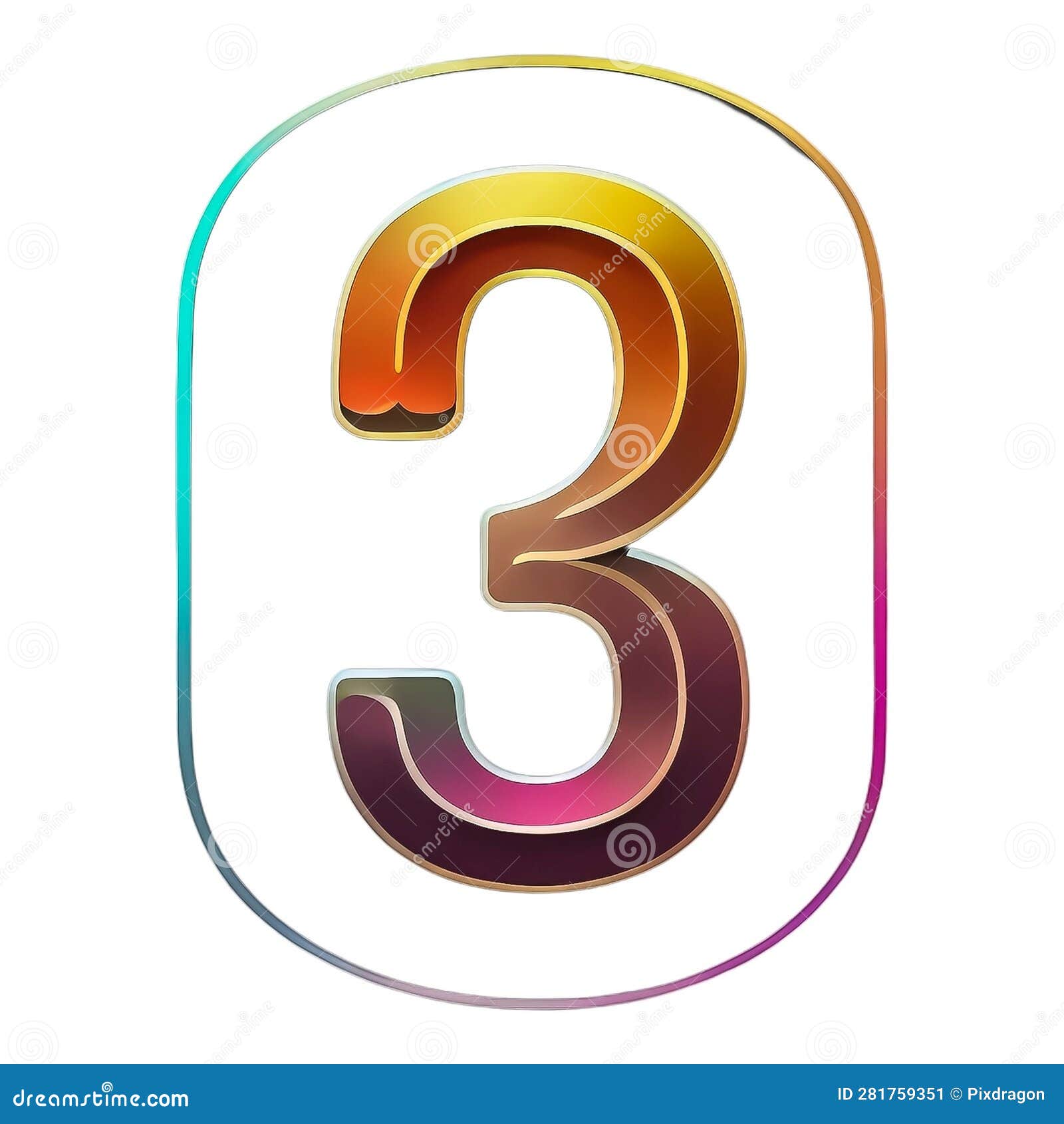 AI Generated Clip Art Monogram Numeral 3 Multi Stock Image ...