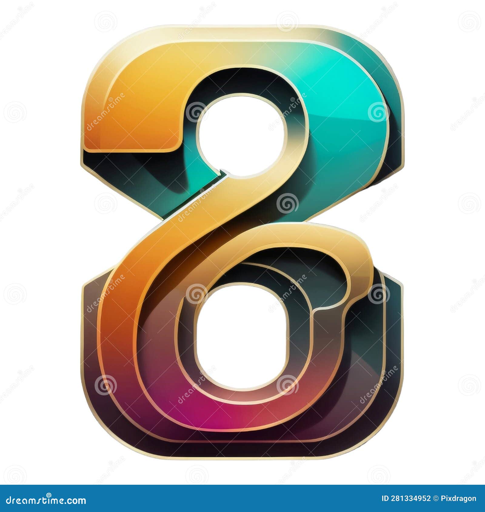 AI Generated Clip Art Monogram Numeral 8 Multi 2117 Square Stock ...
