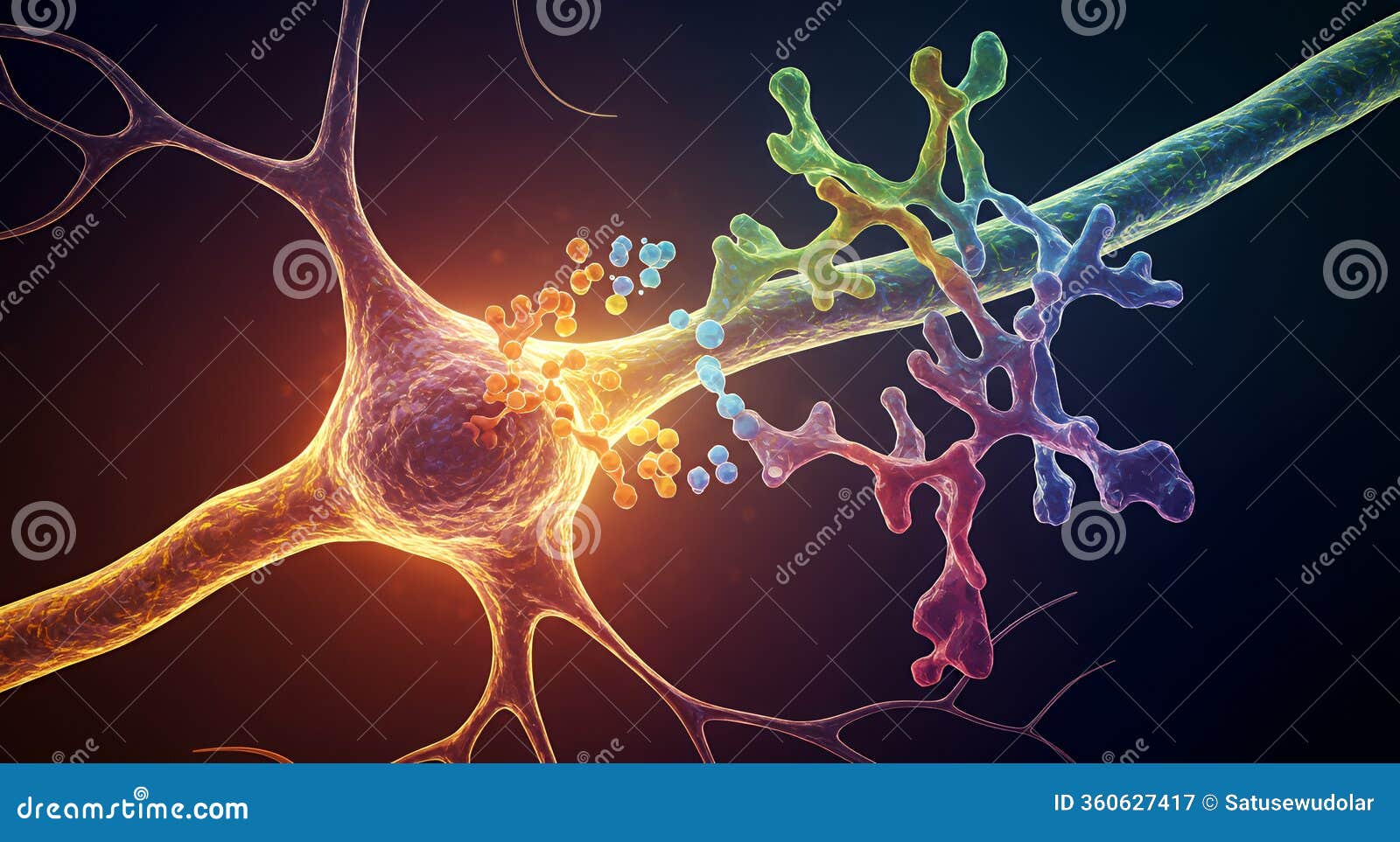 Neurotransmitters Binding To Receptors On A Neuron Stock Photography ...