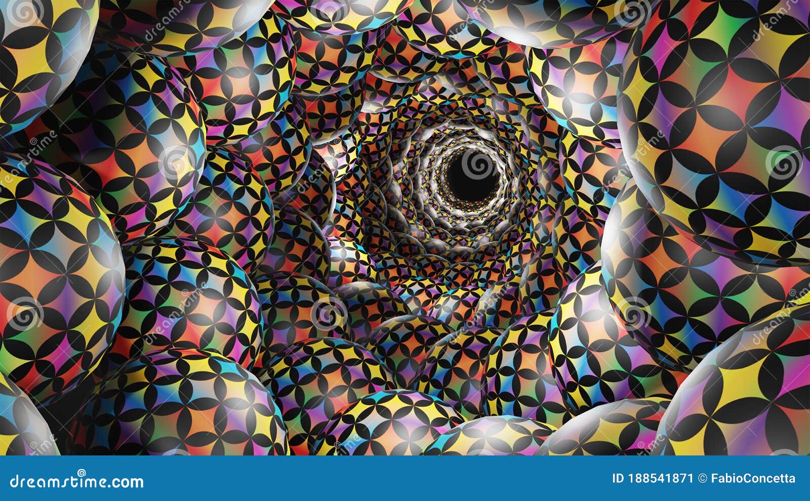 Night Background Optical Illusion of Spheres with 3d Spiral Vortex ...