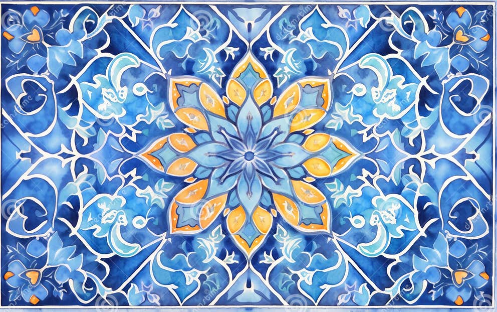 The Image Depicts an Ornate, Decorative Tile Design. Stock Image ...