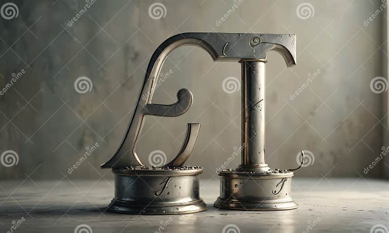 Two Silver Metal Objects, Resembling Letter "E" and Hammer, are ...