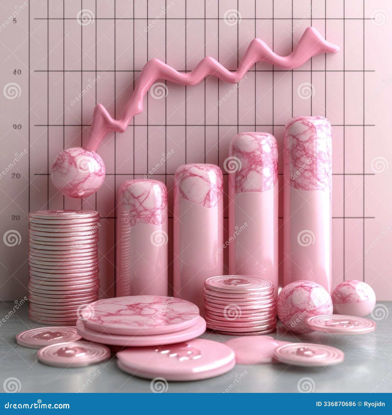Pink Growth Chart stock illustration. Illustration of graphic - 336870686
