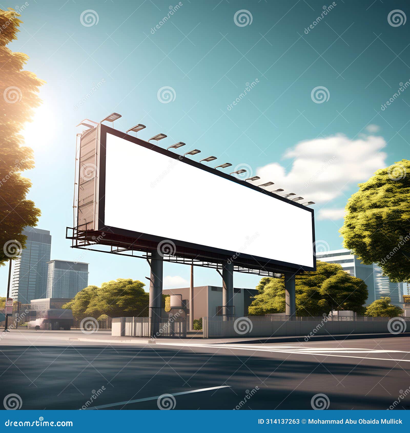 AI-Generated: a White Frame of a Billboard for Displaying Advertisement ...