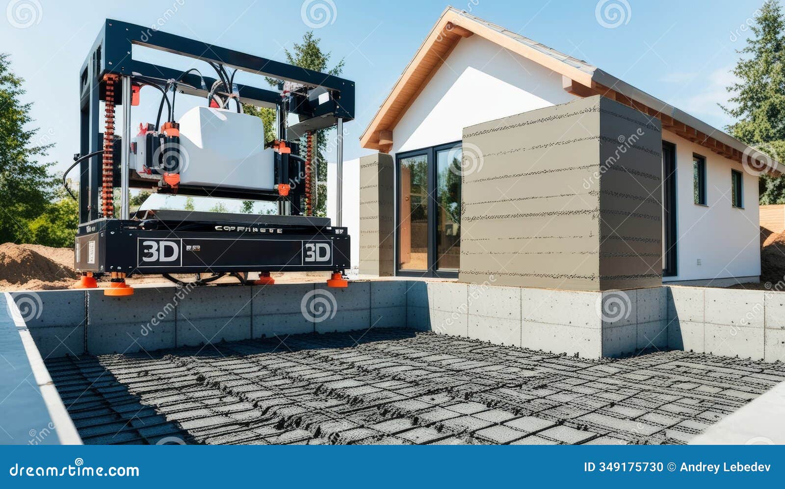 3D Printing Construction of a Building with an Industrial Printer Stock ...