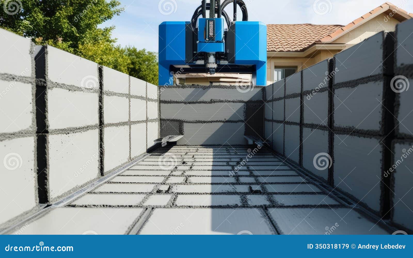 3D Printing Construction of a Building with an Industrial Printer Stock ...