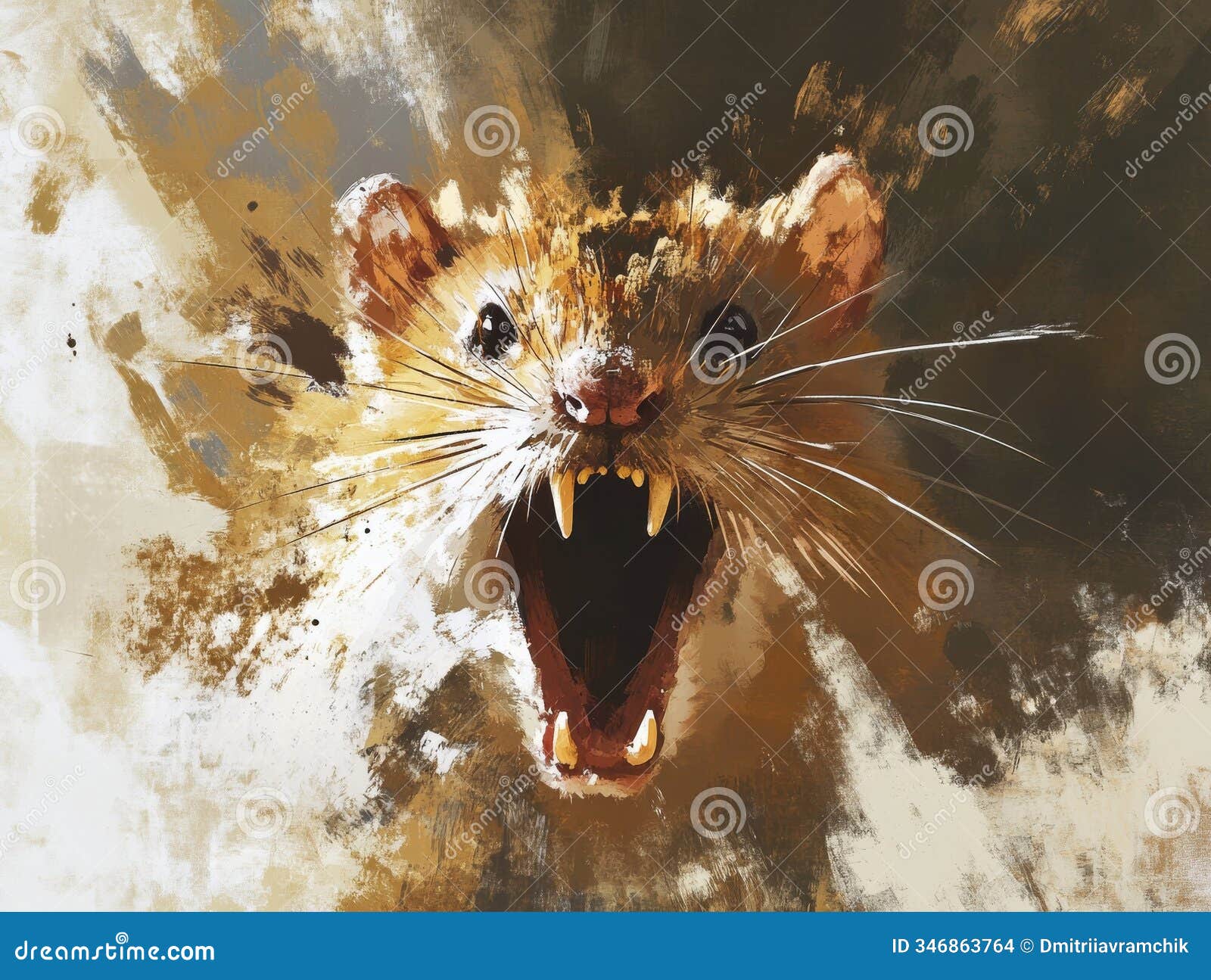 The Image Depicts a Rat with Sharp, Pink Teeth and a Fierce, Snarling ...