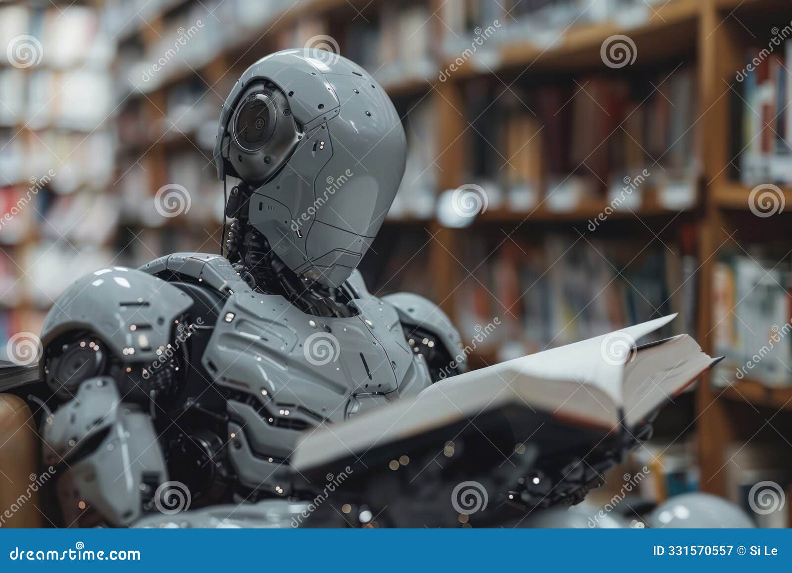 AI Scholar: Robot In A Library Stock Image | CartoonDealer.com #328770853