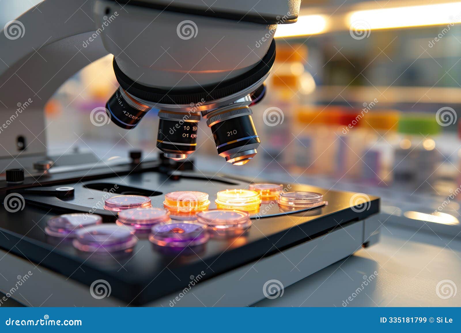 Scientist Examining Specimen Under Microscope in Laboratory Stock ...