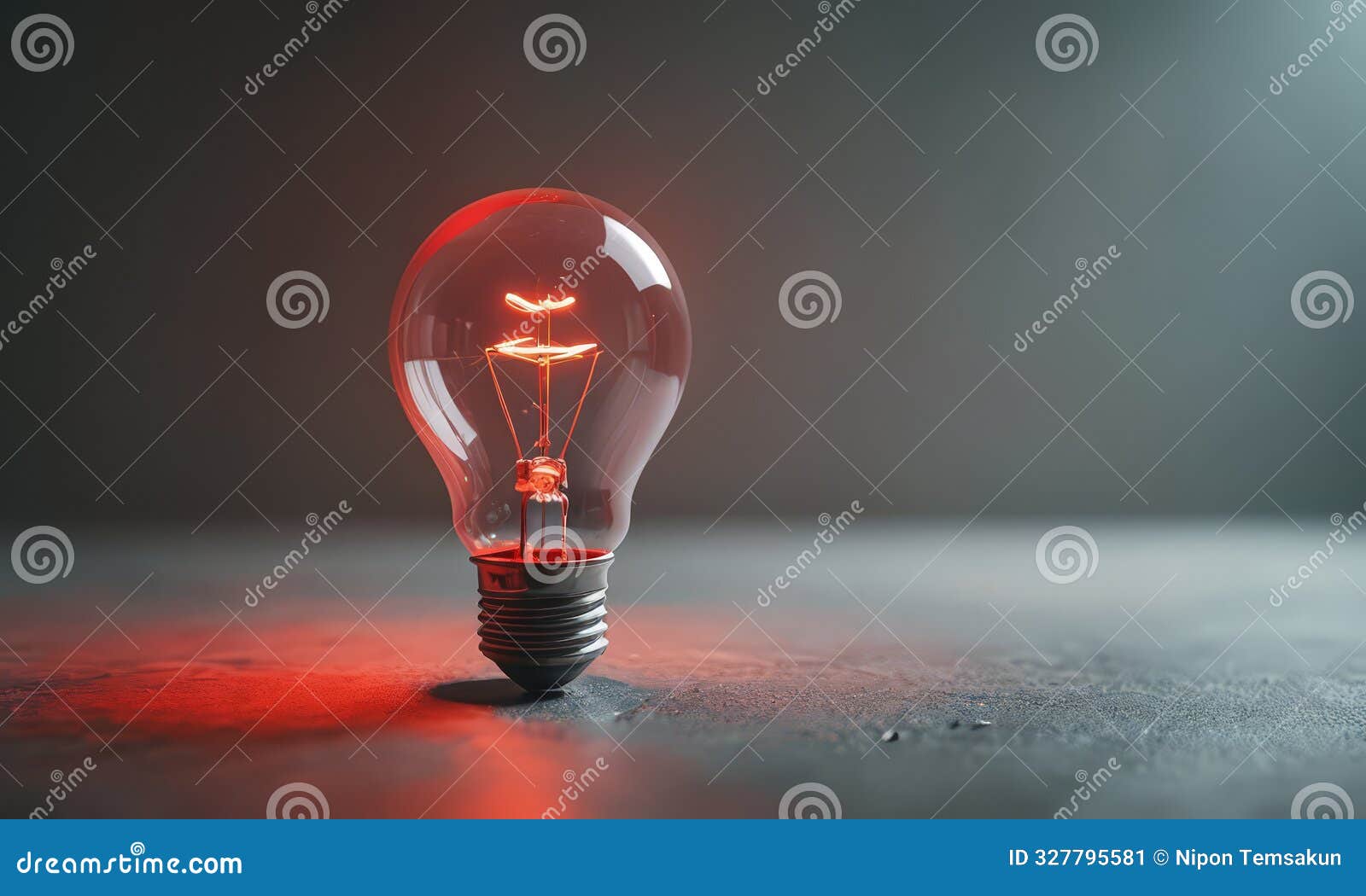 Red Lightbulb with Glowing Filaments Casts Warm Glow on Dark Surface ...