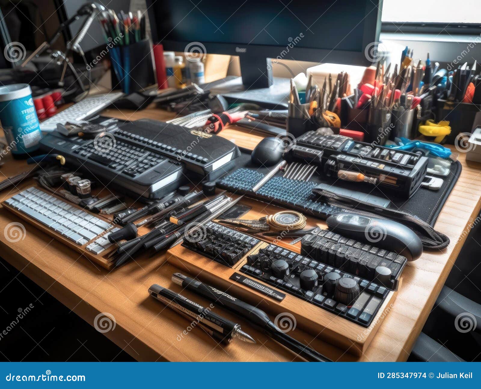 Nikon Z Camera on Organized Office Desk Stock Illustration ...