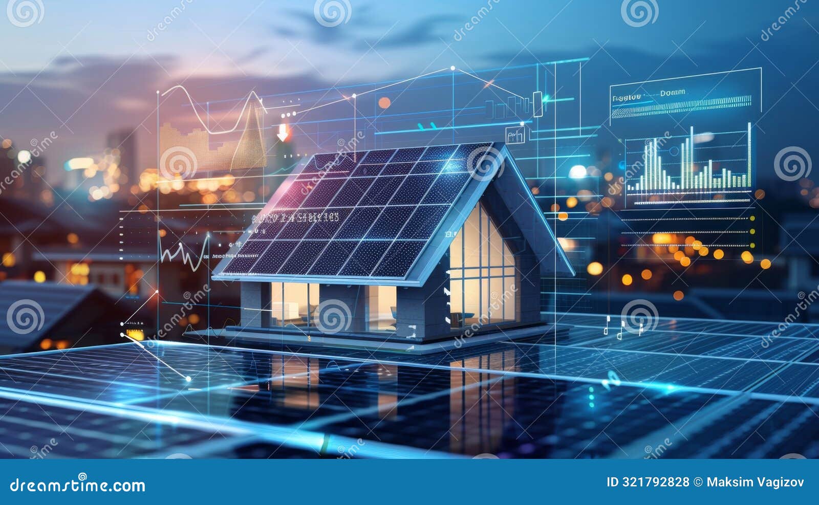 Smart Home with Solar Panels and Data Visualization, Generative AI ...