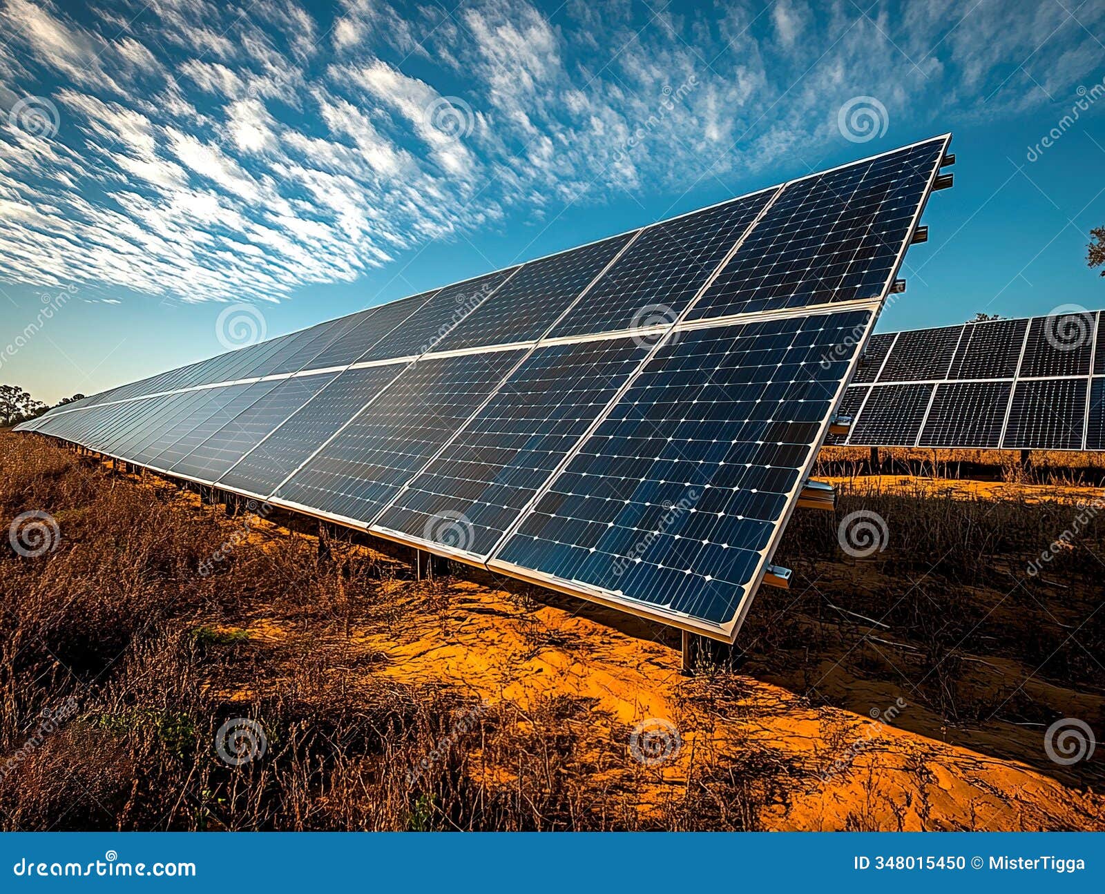 Image Depicts a Solar Panel Array in a Desert or Semi-arid Region, with ...