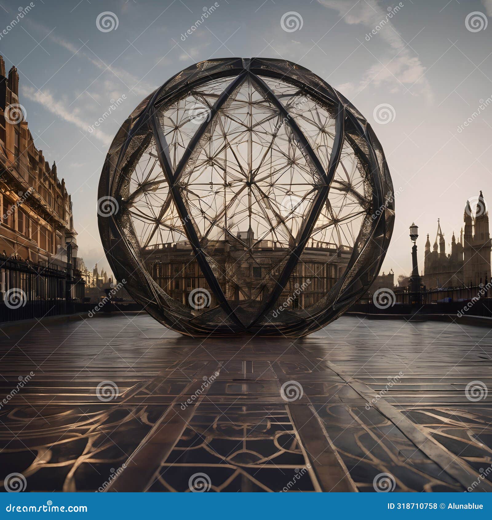 Intricate Spherical Structure in Historic Urban Setting Stock Photo ...