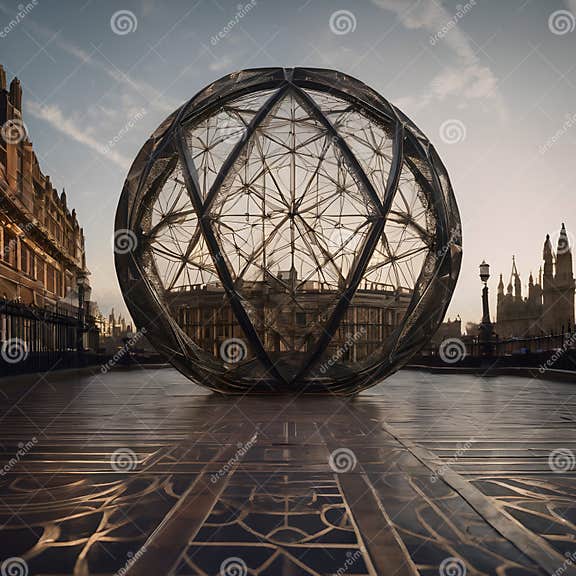 Intricate Spherical Structure in Historic Urban Setting Stock Photo ...