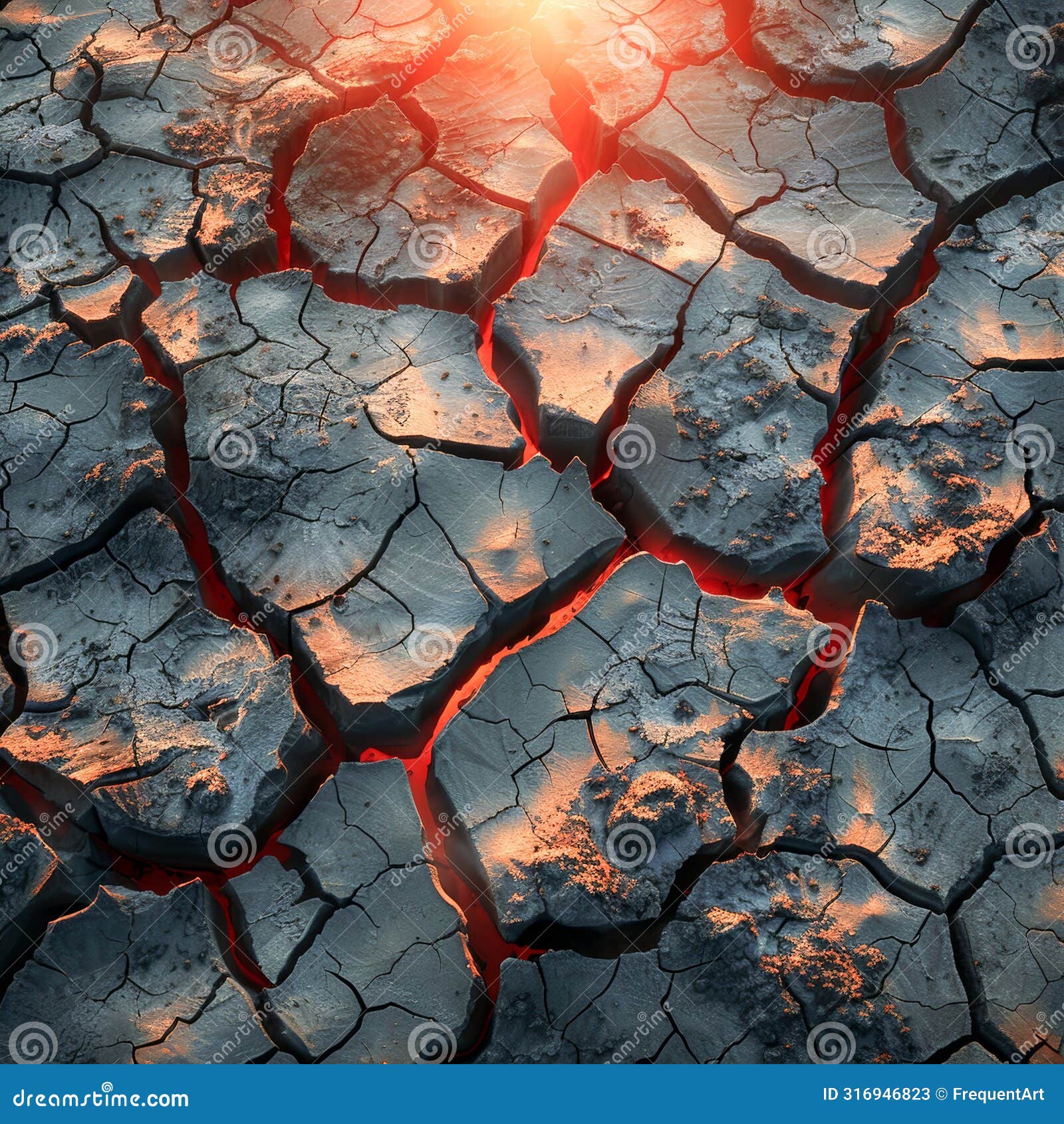 Sun Shining through Cracks in Ground. Generative AI Stock Illustration ...