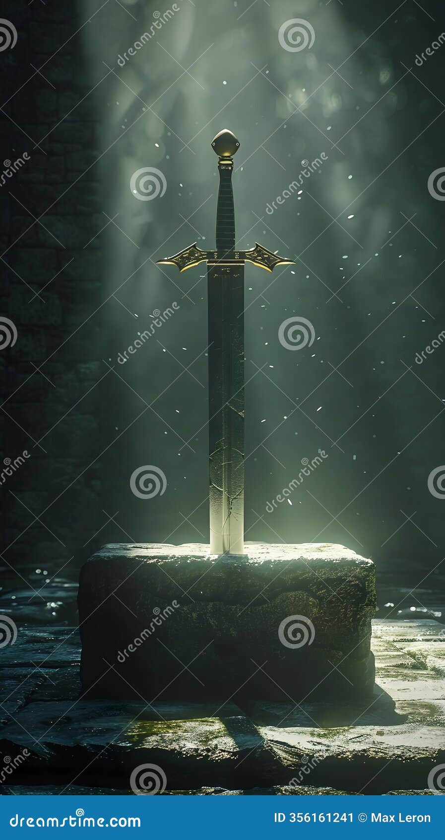 Sword in the Stone stock illustration. Illustration of light - 356161241