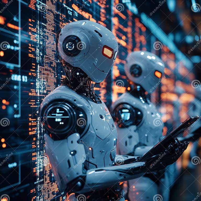 Robot Workforce stock illustration. Illustration of code - 335539760