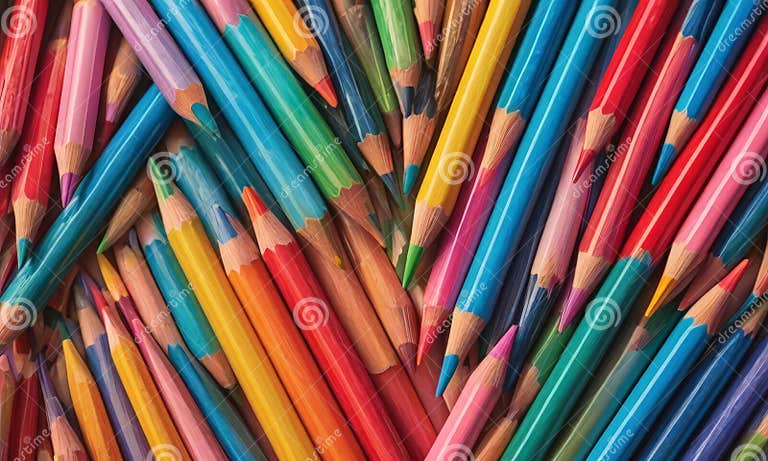 Vibrant Array Colored Pencils in Various Hues, Including Red, Blue ...