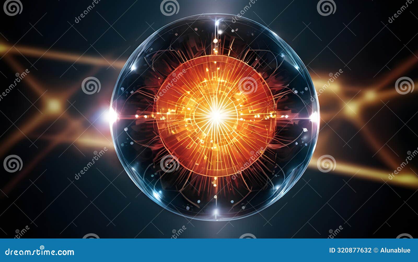 Futuristic Glowing Core with Abstract Tech Patterns Stock Illustration ...