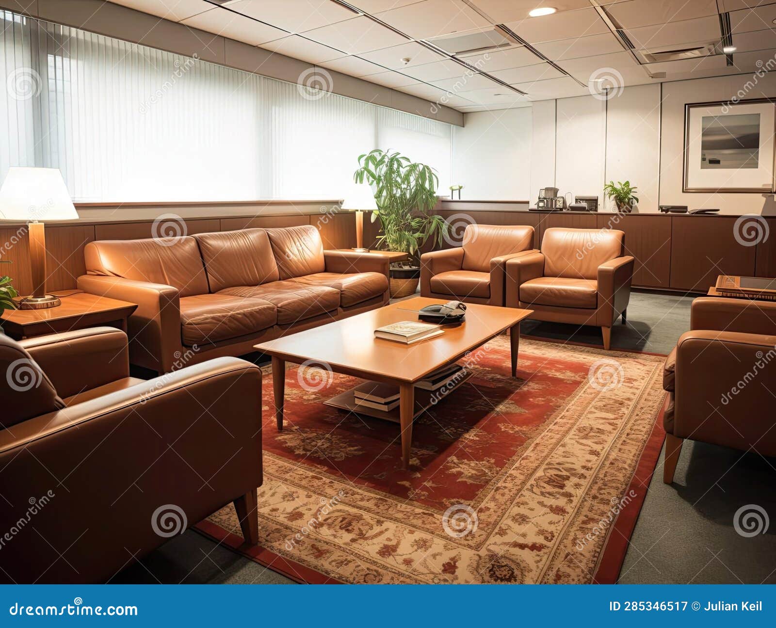 Cozy Office Lounge with Sofas and Coffee Tables Stock Illustration ...