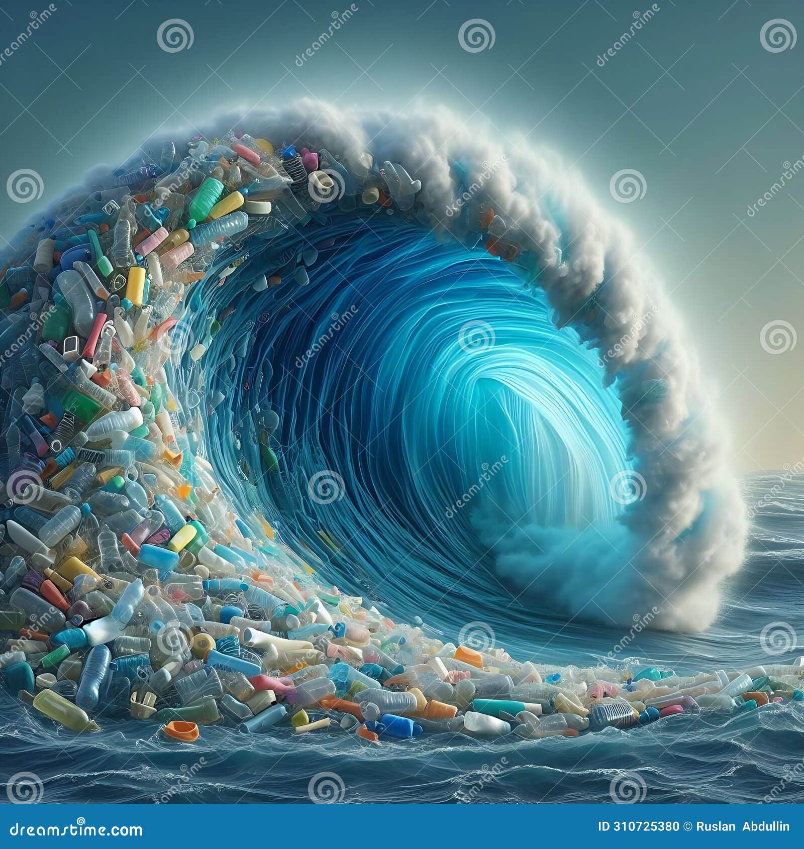 Oceans Plastic Wave Pollution Reminder Stock Illustration ...