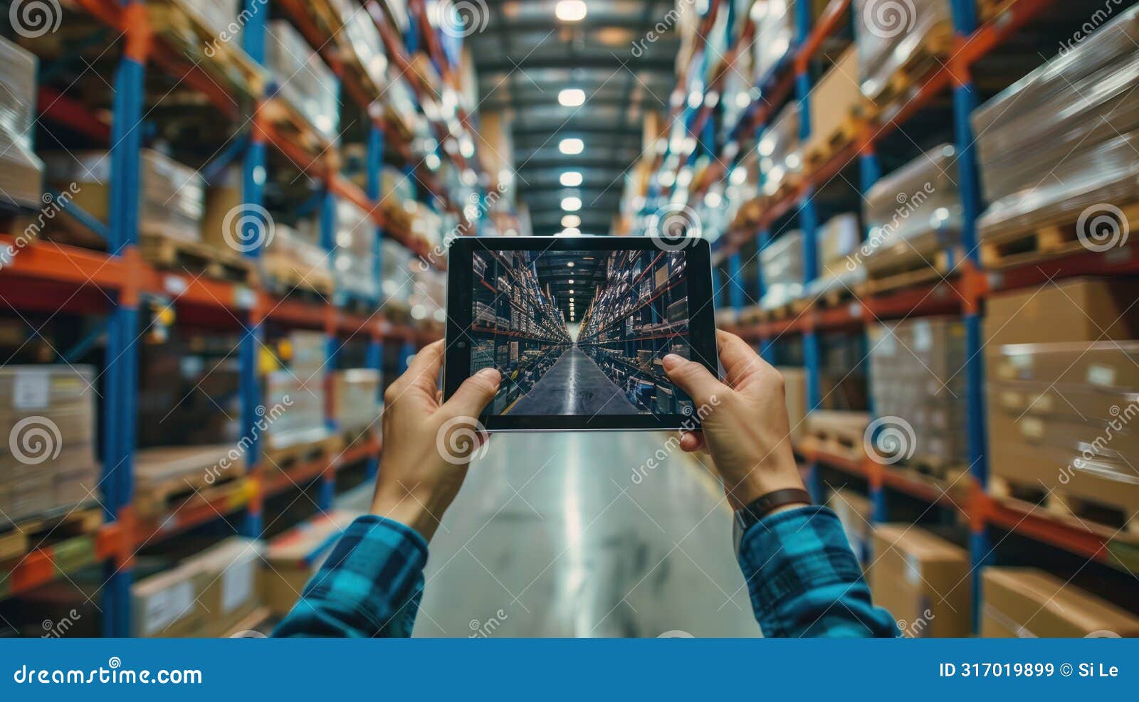 AR Warehouse Management System: Worker Using Tablet for Smart Inventory ...