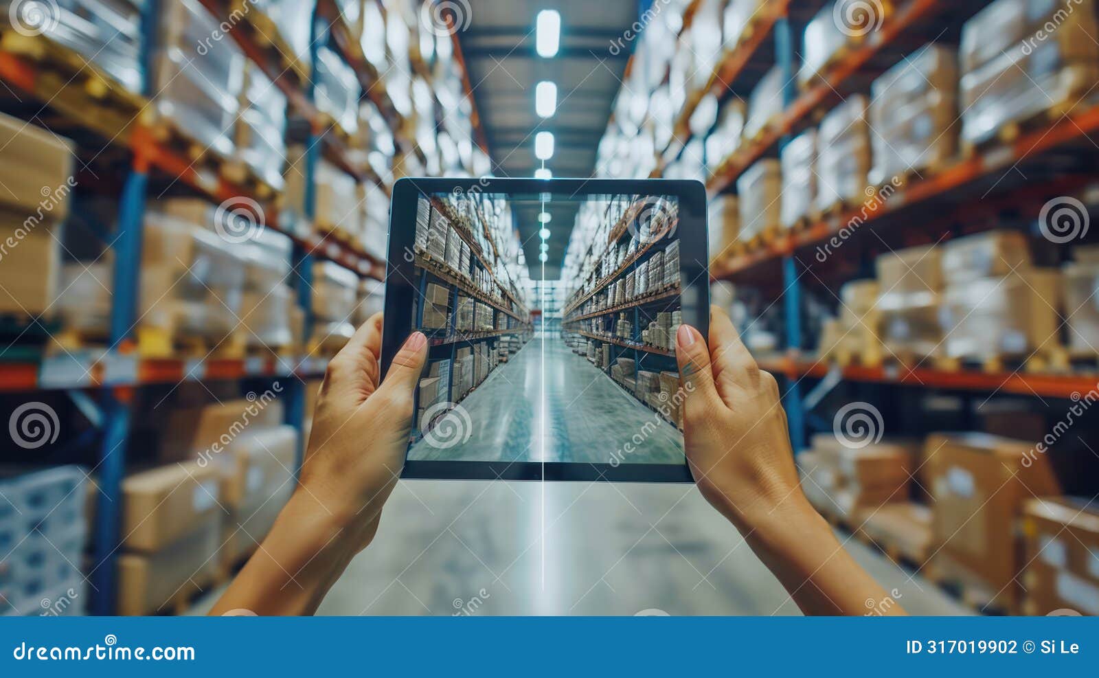 AR Warehouse Management System: Worker Using Tablet for Smart Inventory ...